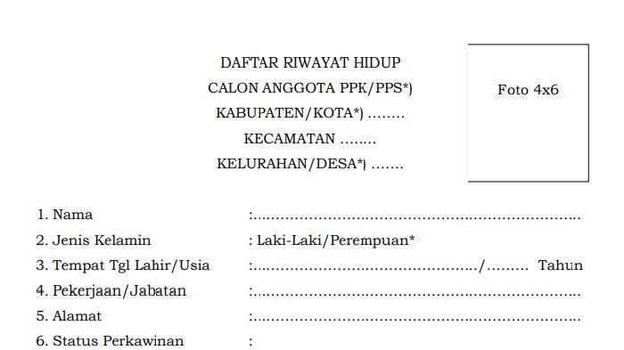 Contoh Format Daftar Riwayat Hidup untuk Daftar KPPS 2024, Lengkap ...